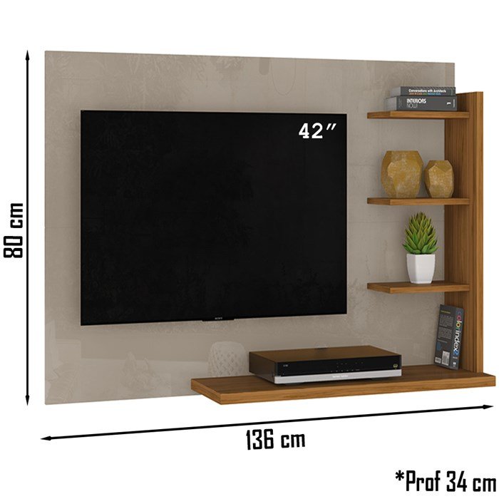 Painel Bancada Para TV 42 Polegadas 2531 Fendi Naturale Madetec | MadeiraMadeira