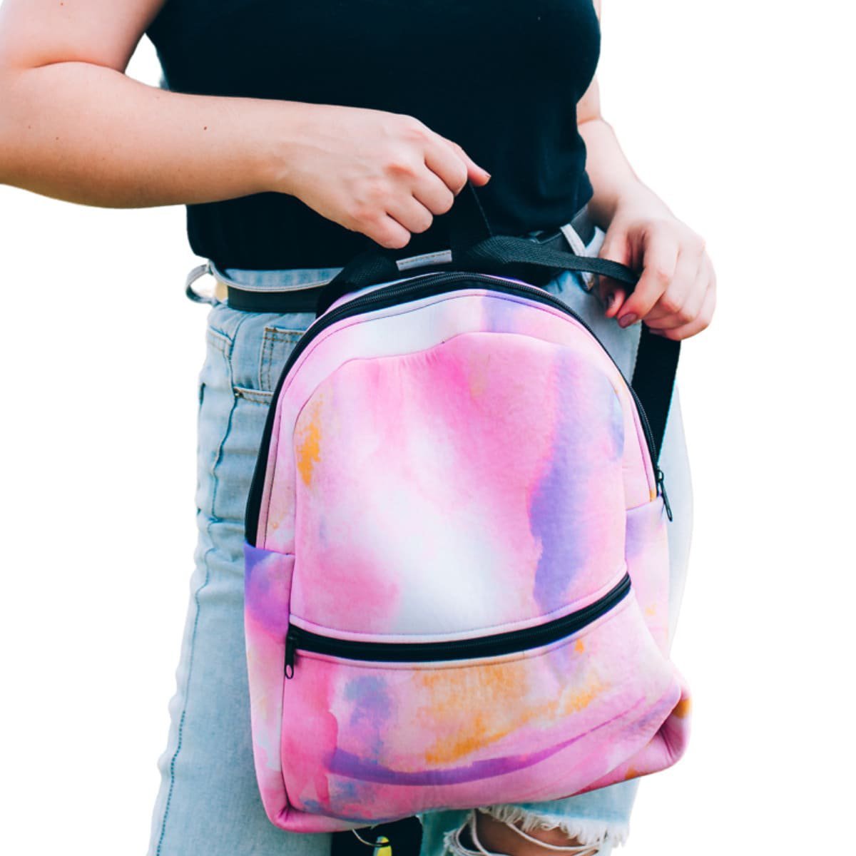 Mochila Feminina Bolsa Média Moda Fashion 35x30 Tie Dye Rosa ...