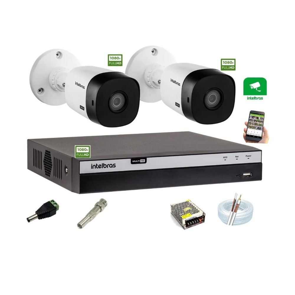 Kit Intelbras 2 Câmera Seg 1220B Fullhd DVR Mhdx 3104 sem HD ...