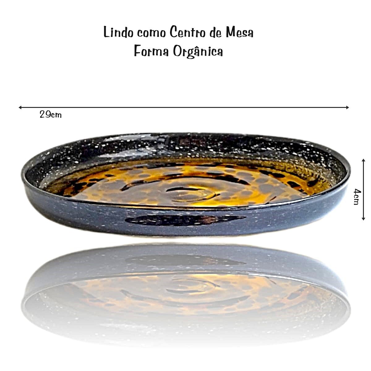 Centro de Mesa Redondo Cristal Murano Âmbar e Marrom Bacia Tiger Gifts ...