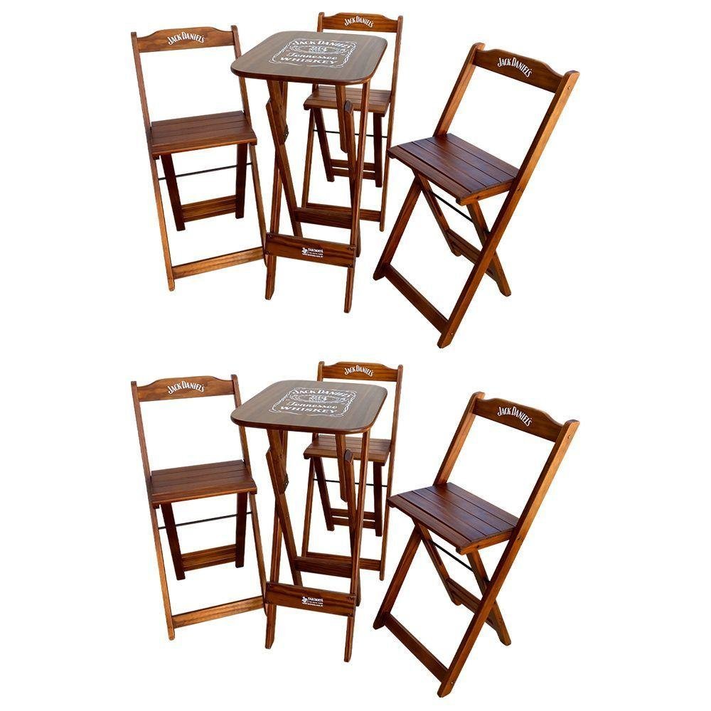 Kit 2 Conjuntos Bistrô Mesa Com 3 Banquetas Dobráveis De Madeira Personalizada Jack - Imbuia ...