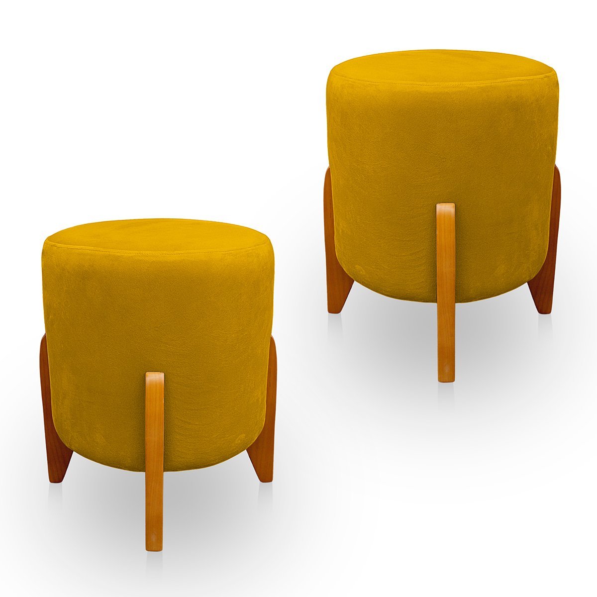 Kit 2 Puff Thor Luxo para Sala e Quarto Suede Amarelo- Jylcrom Kit 2 ...
