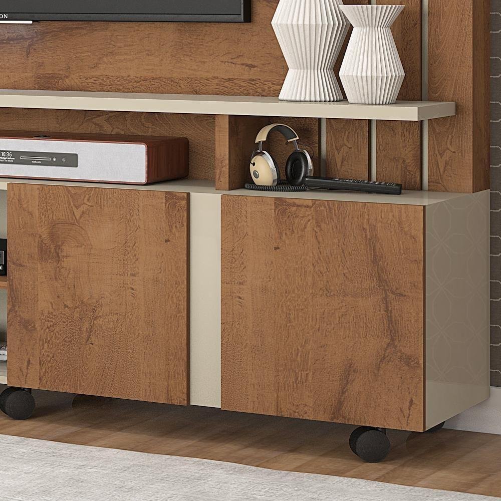 Rack Estante Tv Até 47'' 160Cm Marrom Off White 2 Portas | MadeiraMadeira