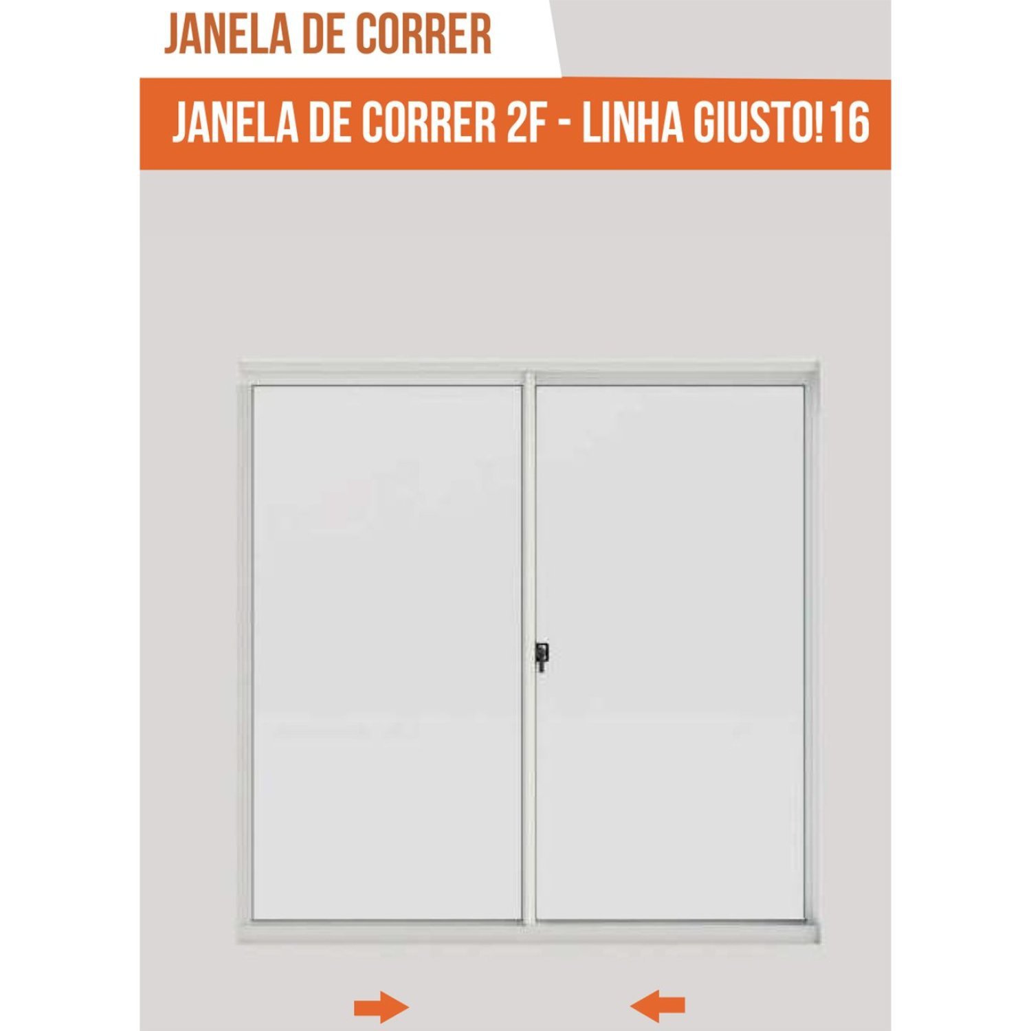 Janela de Alumínio de Correr 100x100cm 2 Folhas com Vidro Liso Giusto ...