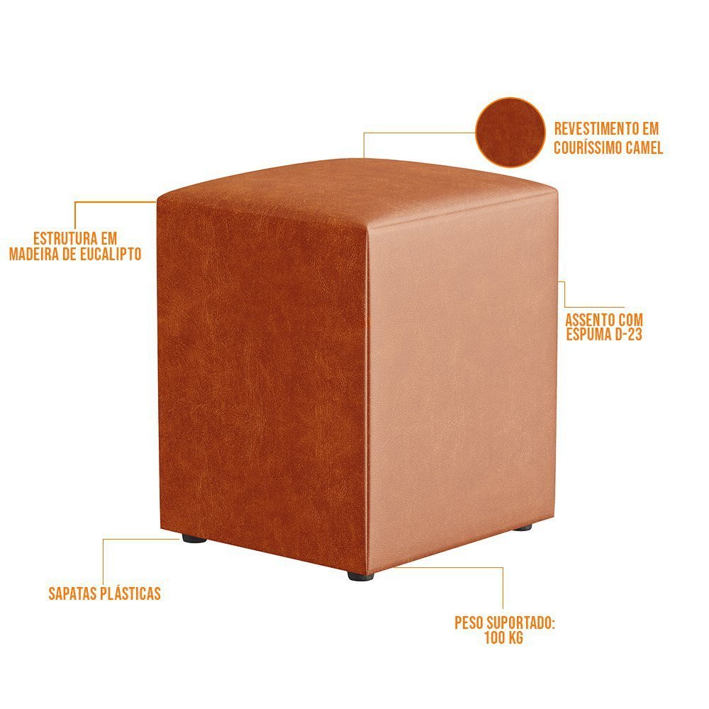Kit 02 Puffs Quadrado L02 Decorativo Couríssimo Camel - Lyam Decor ...
