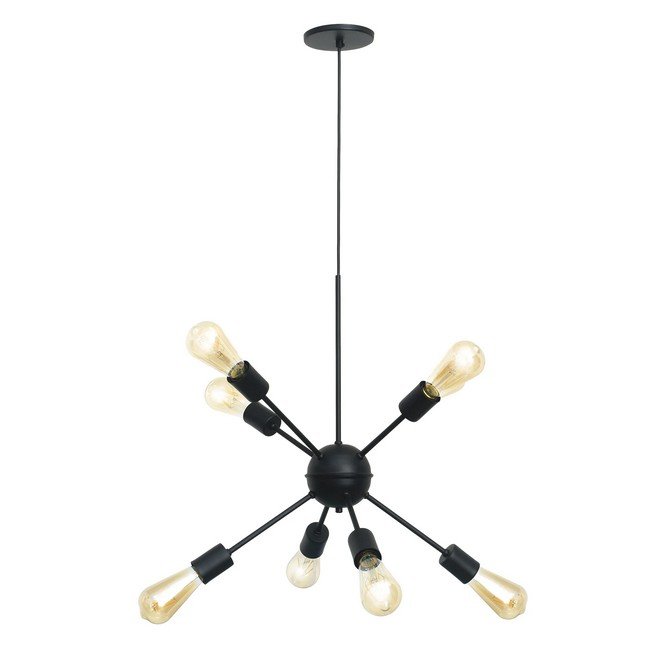 Pendente 8 lâmpadas Preto Alumínio Sputnik Auremar | MadeiraMadeira