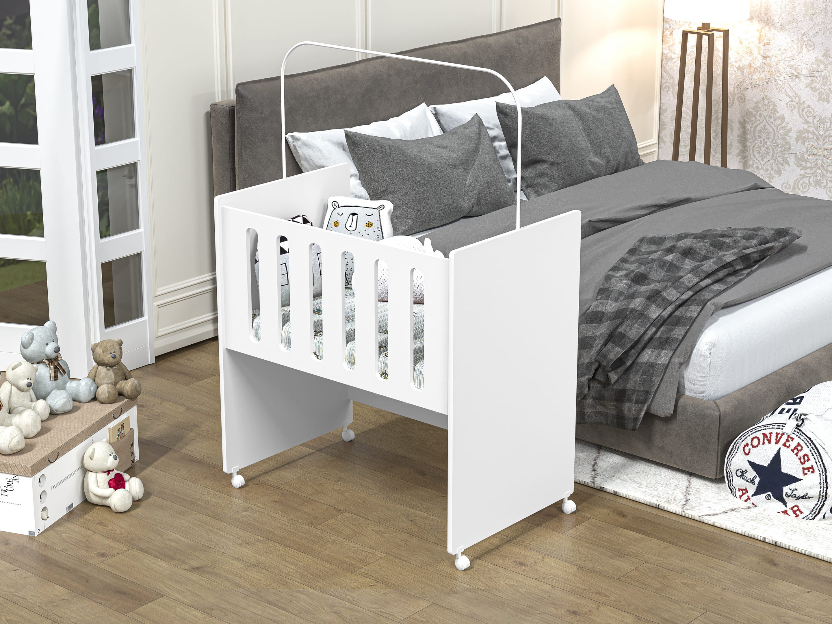 Berço Pequeno Com Colchão 100% MDF Com Rodizio | MadeiraMadeira