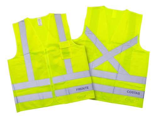 COLETE VERDE LIMAO 3 BOLSO C/REFLETIVO - XG | MadeiraMadeira