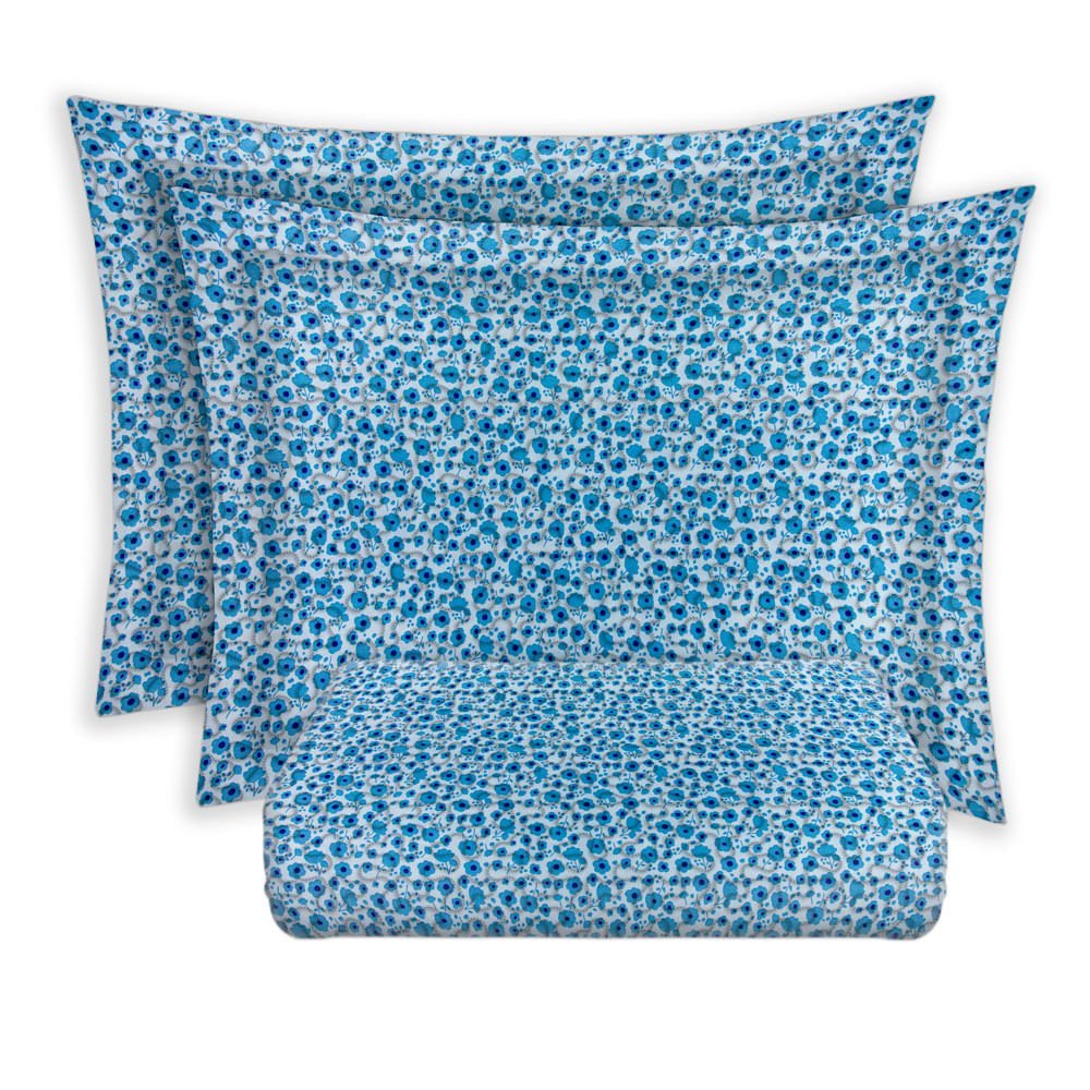 Kit Colcha Queen Le Casa Korea 100% Poliéster Azul com 3 Peças ...