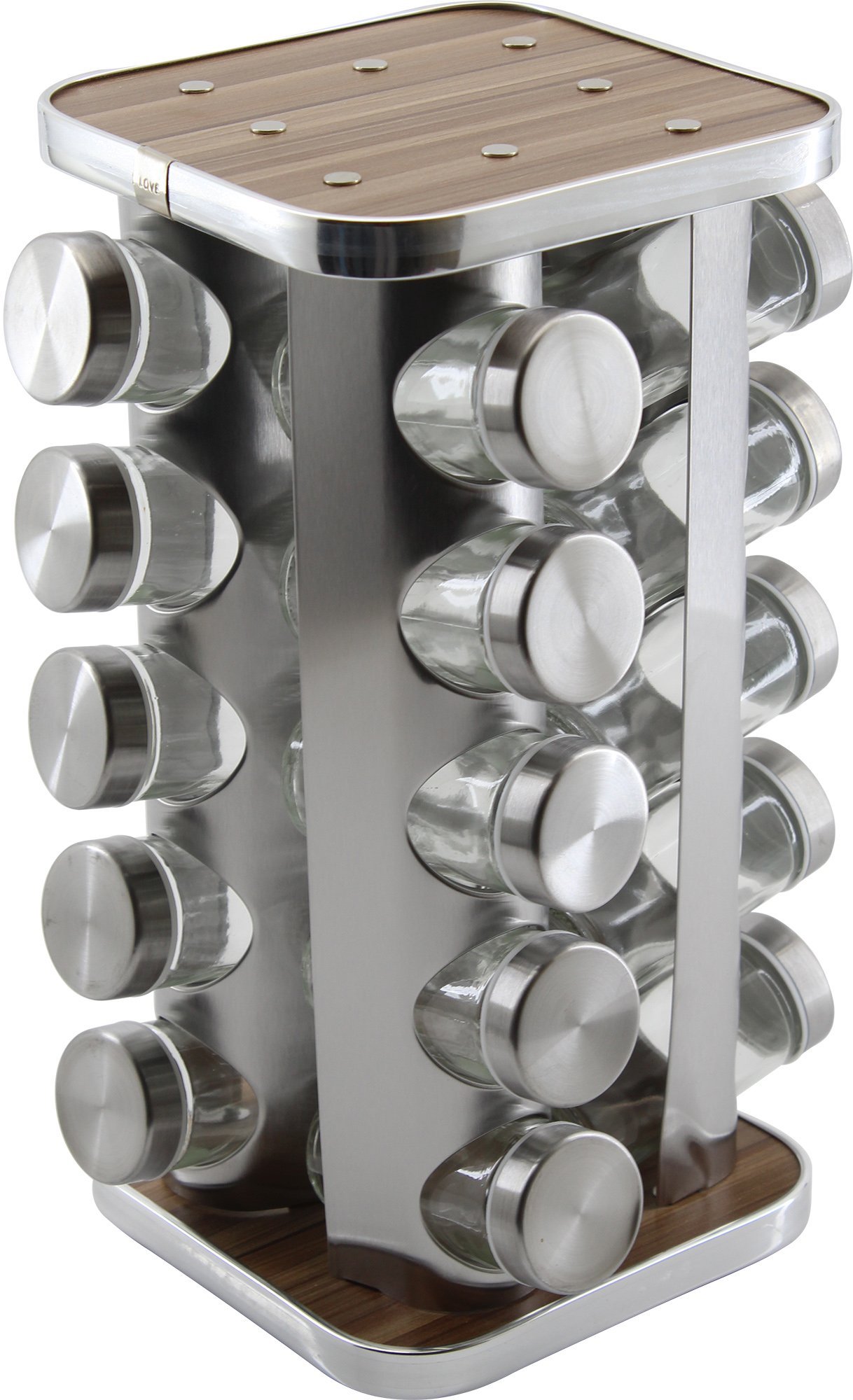 Kit Porta Temperos 20 Potes Com Suporte Giratório Em Inox | MadeiraMadeira