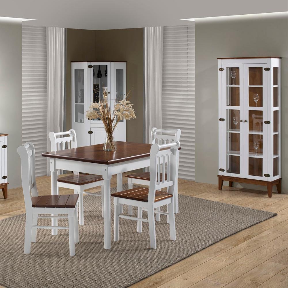 Mesa em Madeira Maciça Retangular 4 Lugares BRANCO | MadeiraMadeira