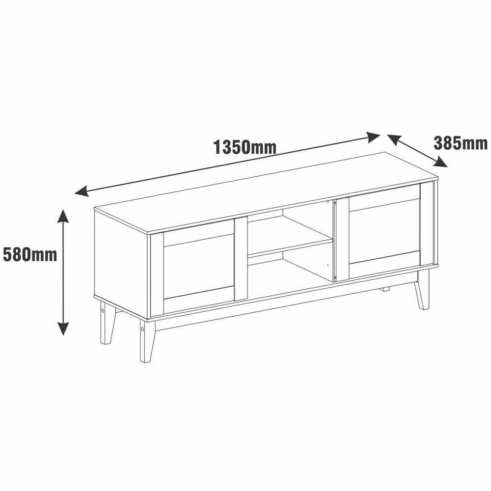 Rack Para Sala TV Até 60 Pol. 2 Portas 2 Nichos 1,35 Safira C14 Cinza Perola/ Noce - Mpozenato ...