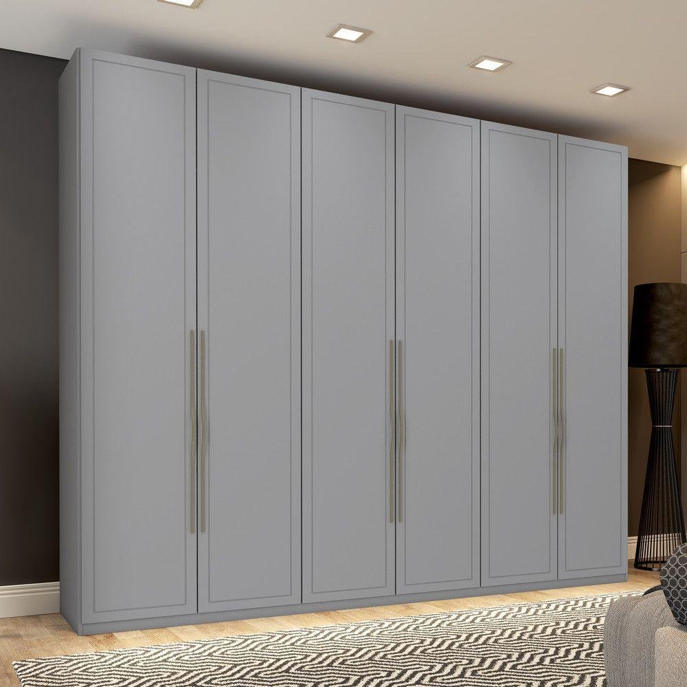 Guarda-Roupa Casal 6 Portas e 06 Gavetas Flórida Cinza Henn ...