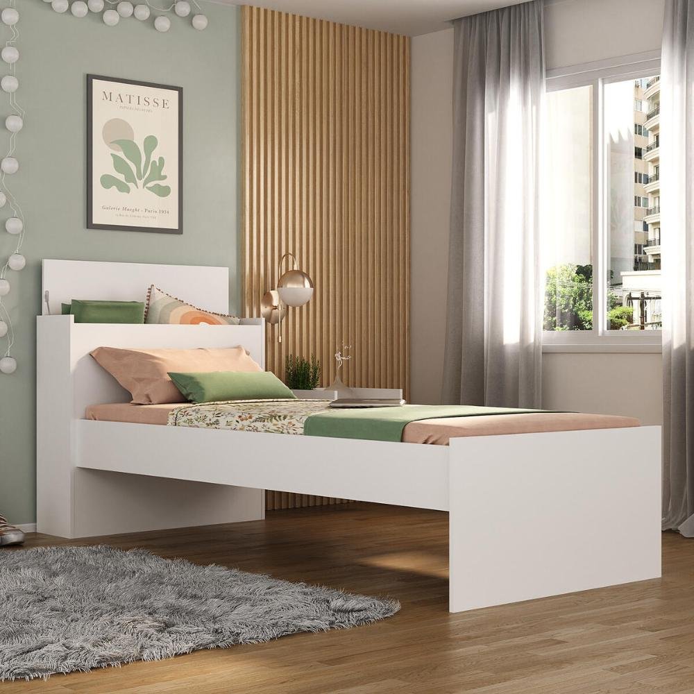 Cama de Solteiro com Colchão Incluso e Baú Embutido Multimóveis Mp4232 ...