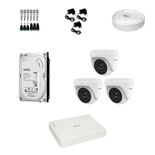 KIT Completo 3 Câmeras de segurança Hilook HD THC-T110C-P + DVR Hilook ...