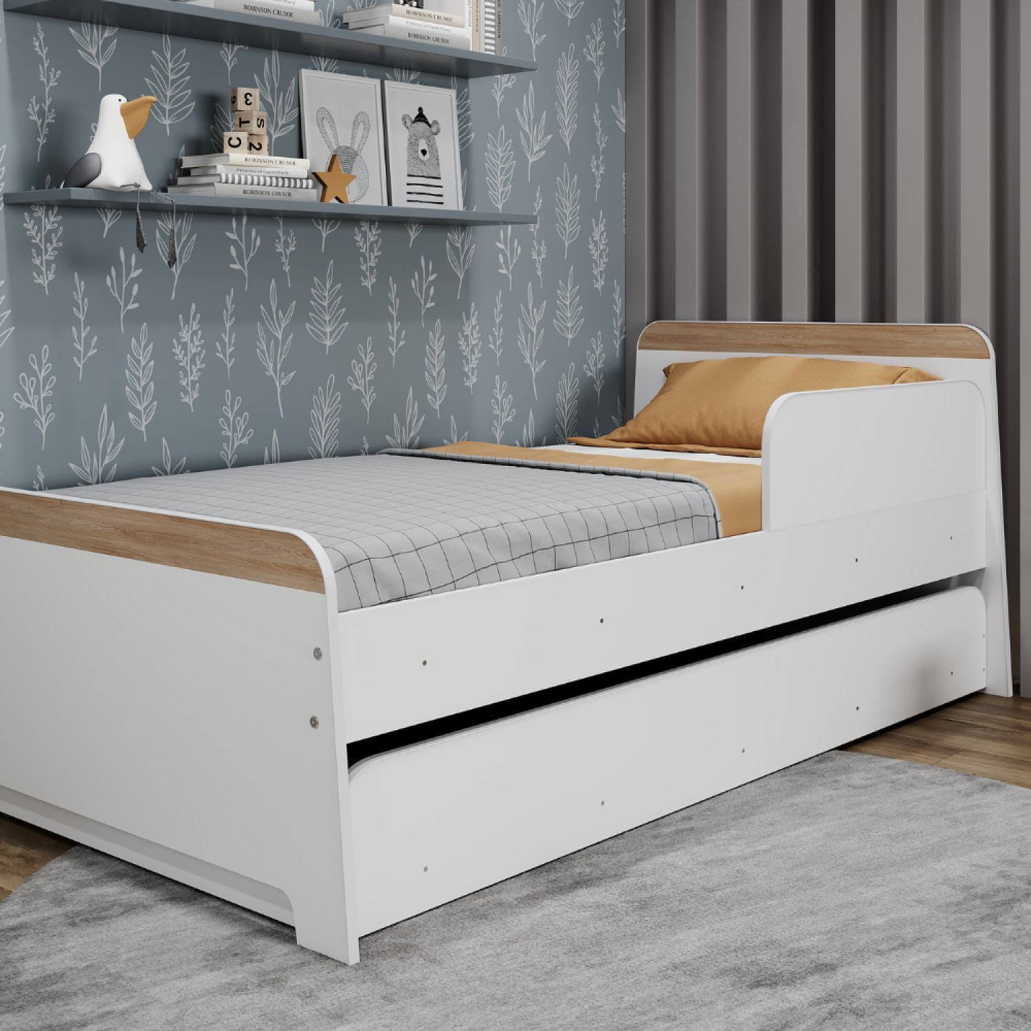 Bicama Infantil com Proteção Lateral Lorenza Movelbras | MadeiraMadeira