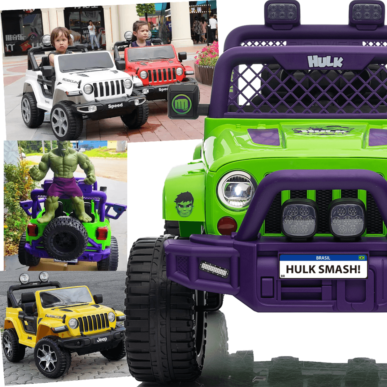 Carro Eletrico Jeep Wrangler Hulk Smash Zippy Toys 12v Controle ...