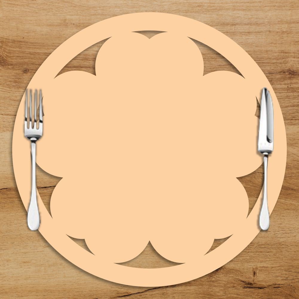 Sousplat em MDF Pêssego Vazado Flor 35x35cm 2 Peças | MadeiraMadeira