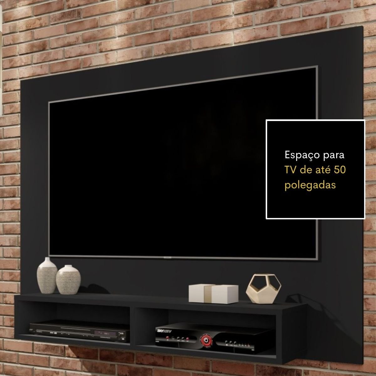 Painel para Televisão até 50 Polegadas - Mod.2004:Preto | MadeiraMadeira
