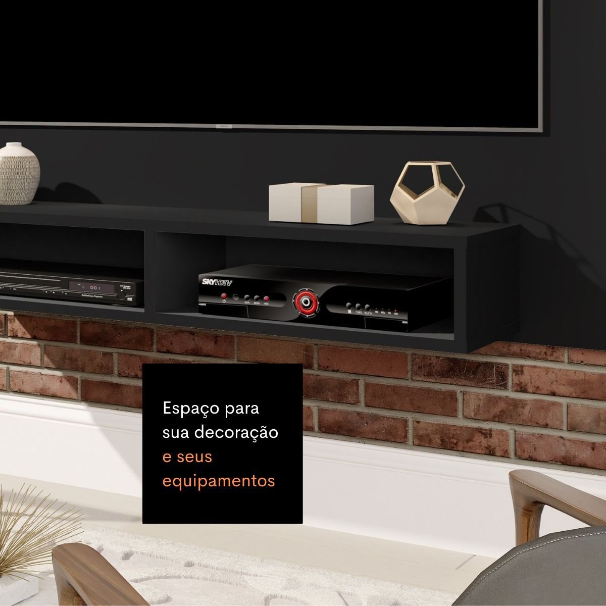 Painel para Televisão até 50 Polegadas - Mod.2004:Preto | MadeiraMadeira