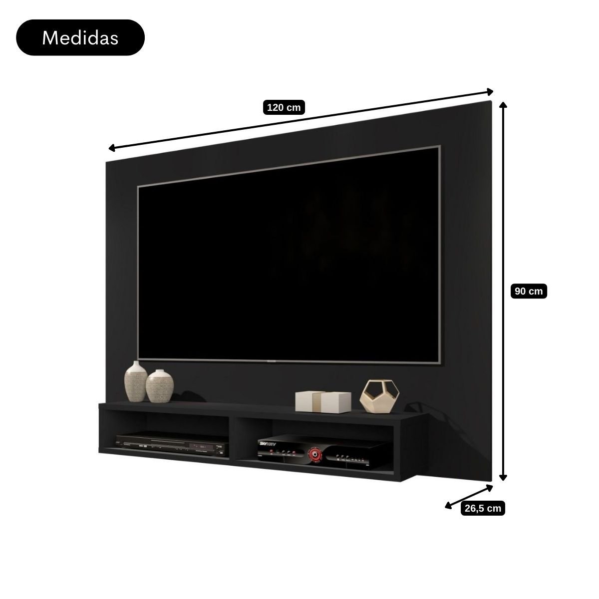 Painel para Televisão até 50 Polegadas - Mod.2004:Preto | MadeiraMadeira