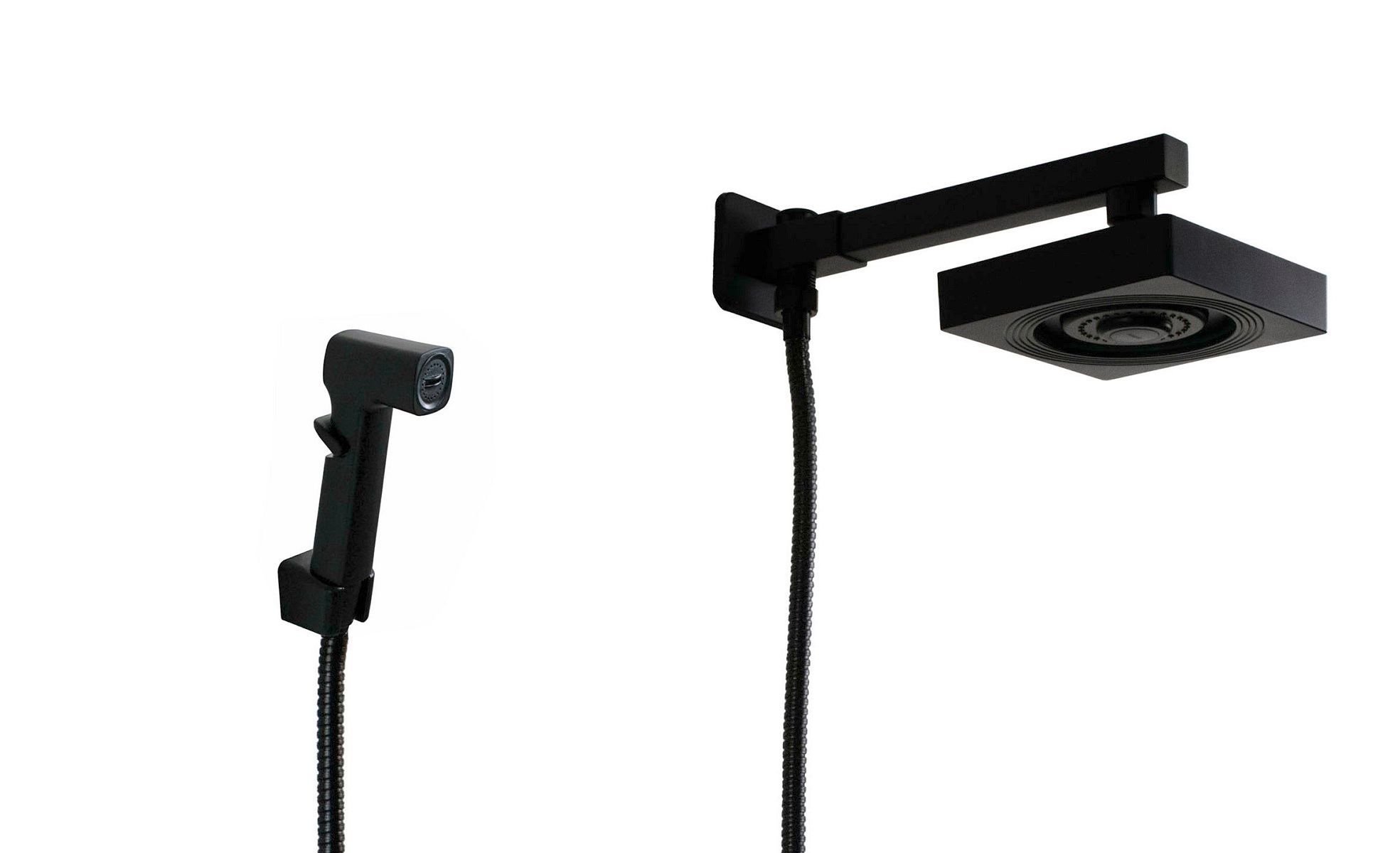 Ducha Autolimpante em Abs Black de Parede com Ducha Manual | MadeiraMadeira