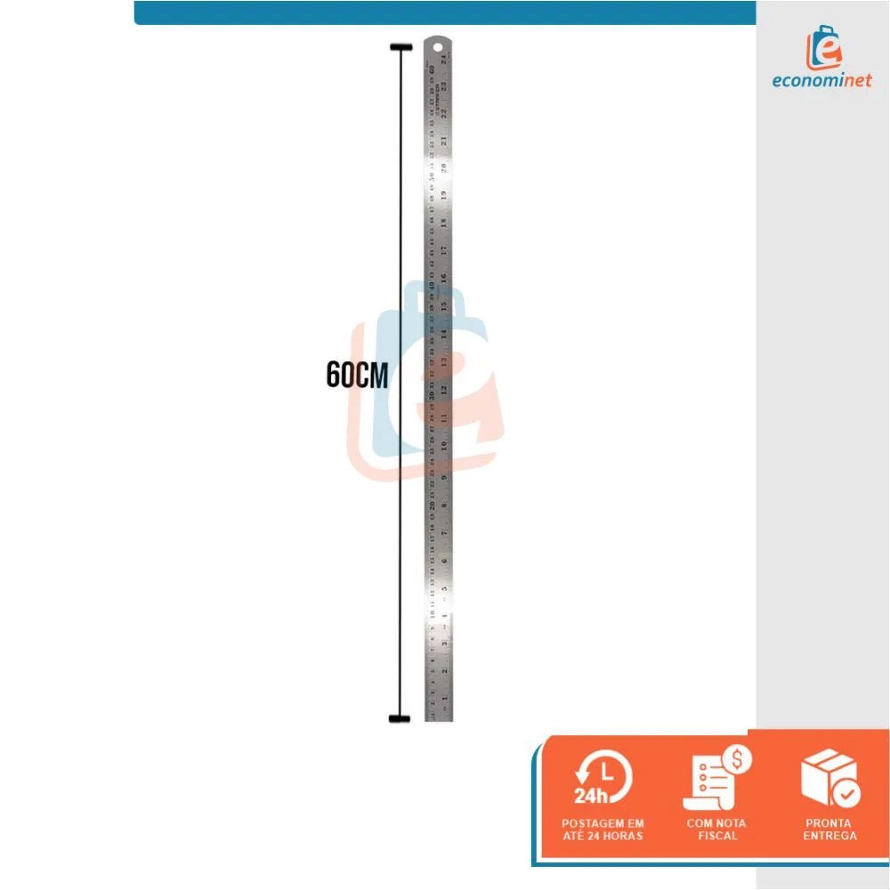 Régua Aço Inox 60cm 24 Polegadas Desenho Projeto Medição - Starfer ...