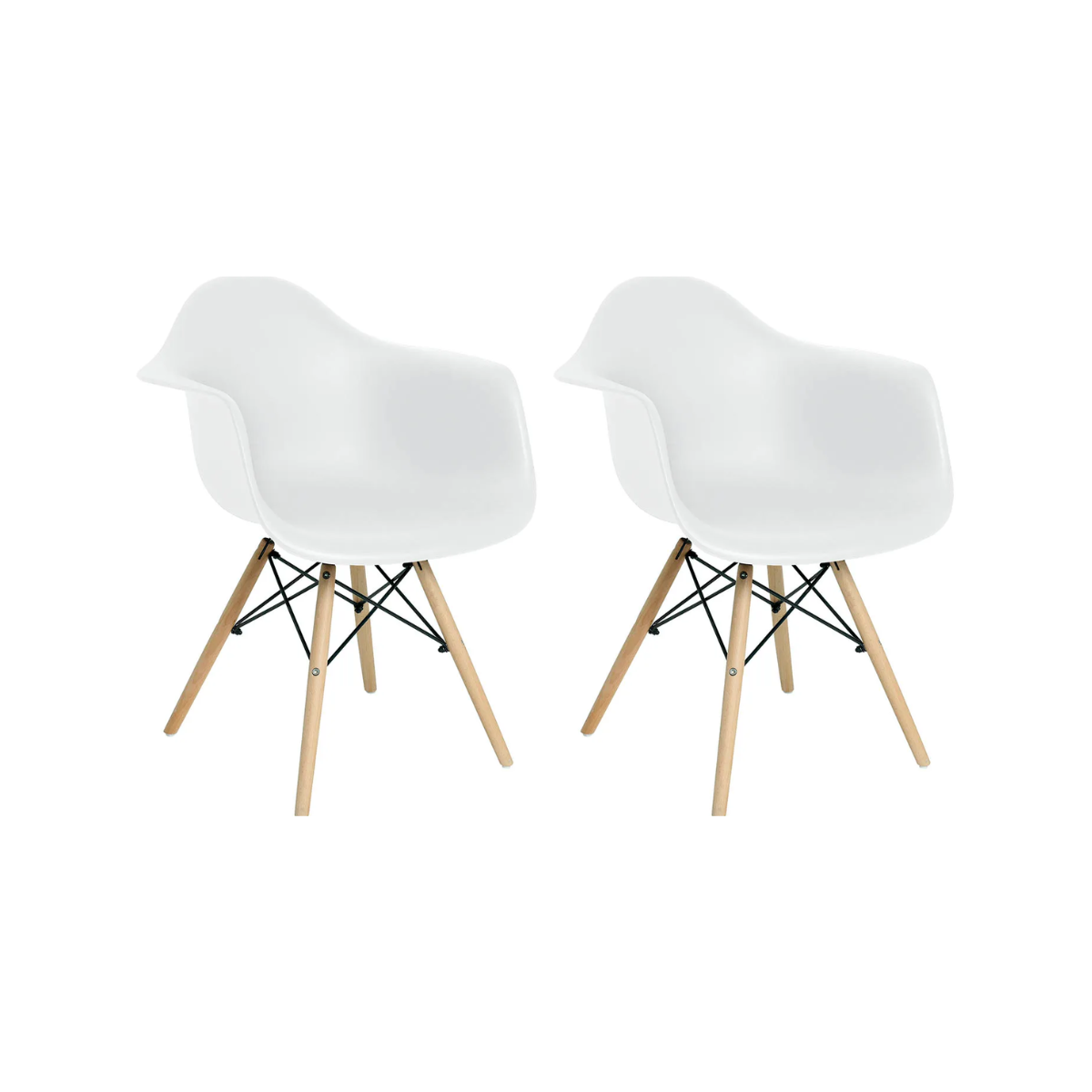 Kit 02 Cadeiras Eiffel com Braços Branca Mor | MadeiraMadeira