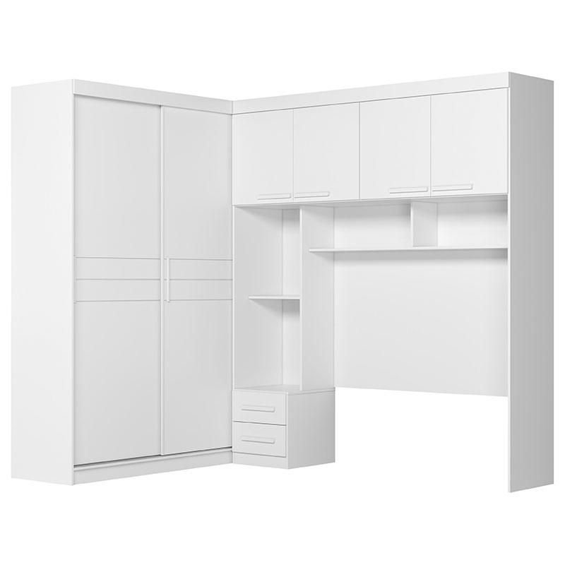 Quarto Modulado Casal Florença Branco Brilho - Moval | MadeiraMadeira
