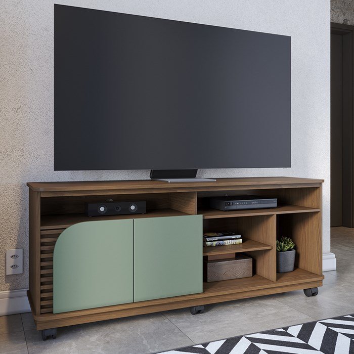 Bancada Rack para Tv 65 Polegadas Jurere Amendoa Hortela Clb | MadeiraMadeira