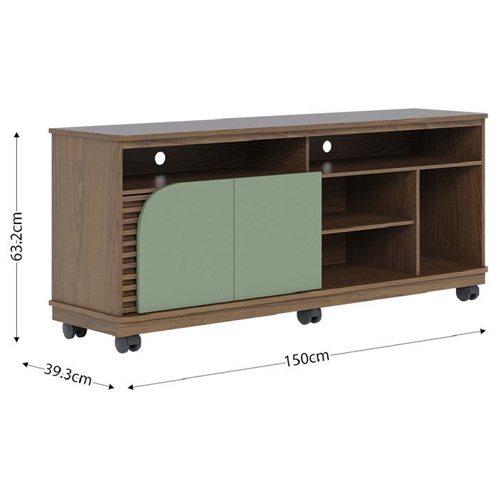 Bancada Rack para Tv 65 Polegadas Jurere Amendoa Hortela Clb | MadeiraMadeira