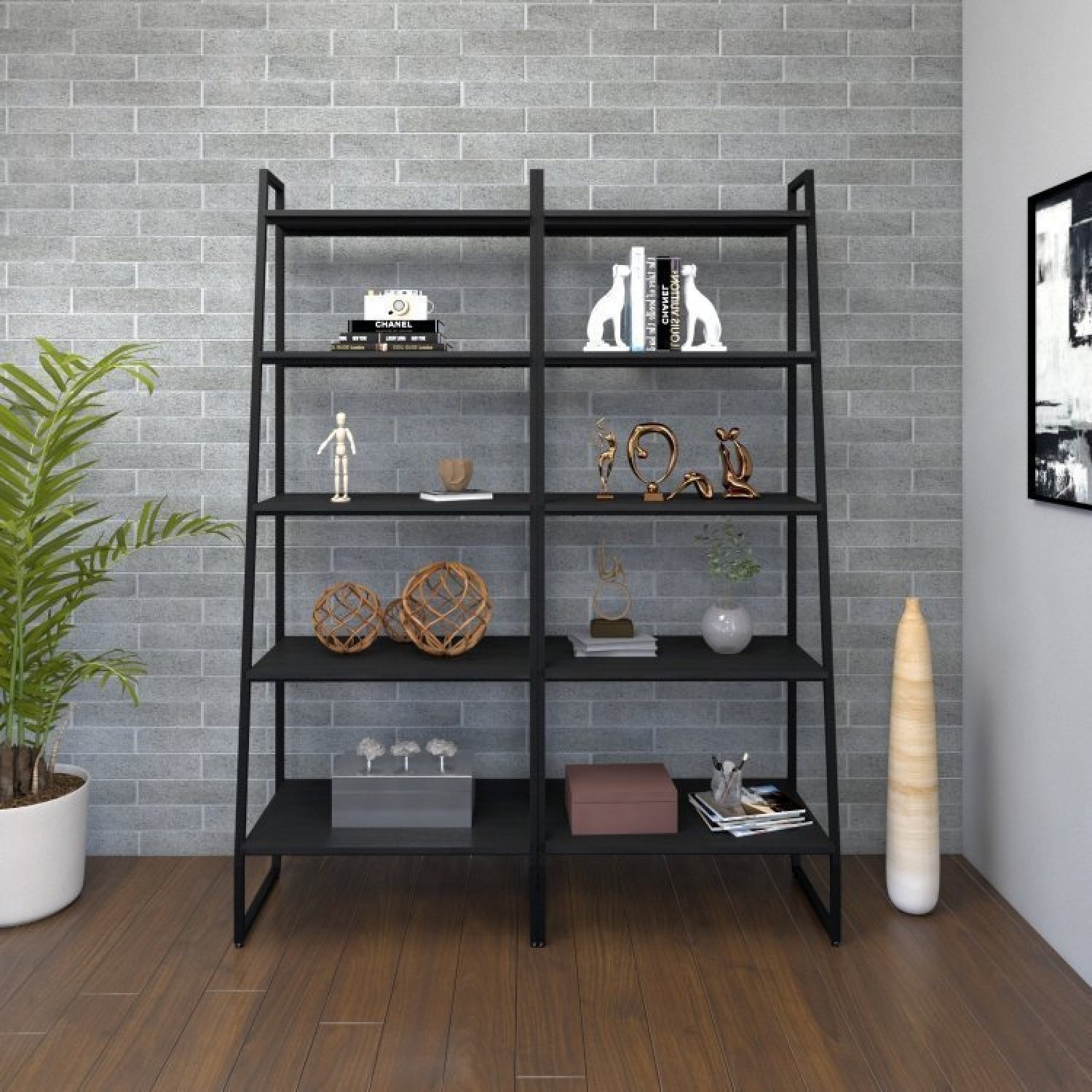 Conjunto 2 Estantes Altas 5 Prateleiras Estilo Industrial Concept ...