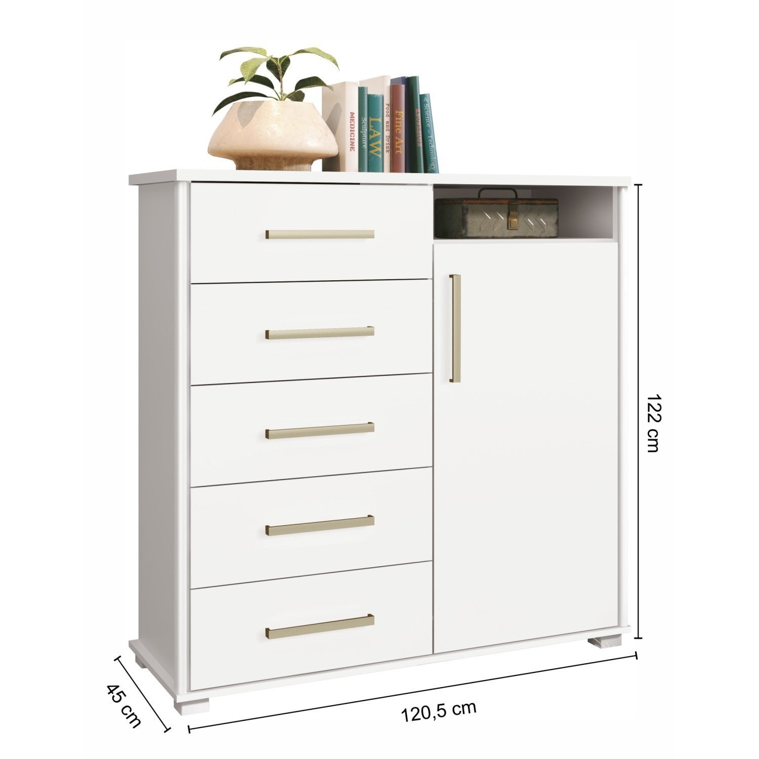 Cômoda 5 Gavetas 1 Porta Siena Móveis Fazzio | MadeiraMadeira