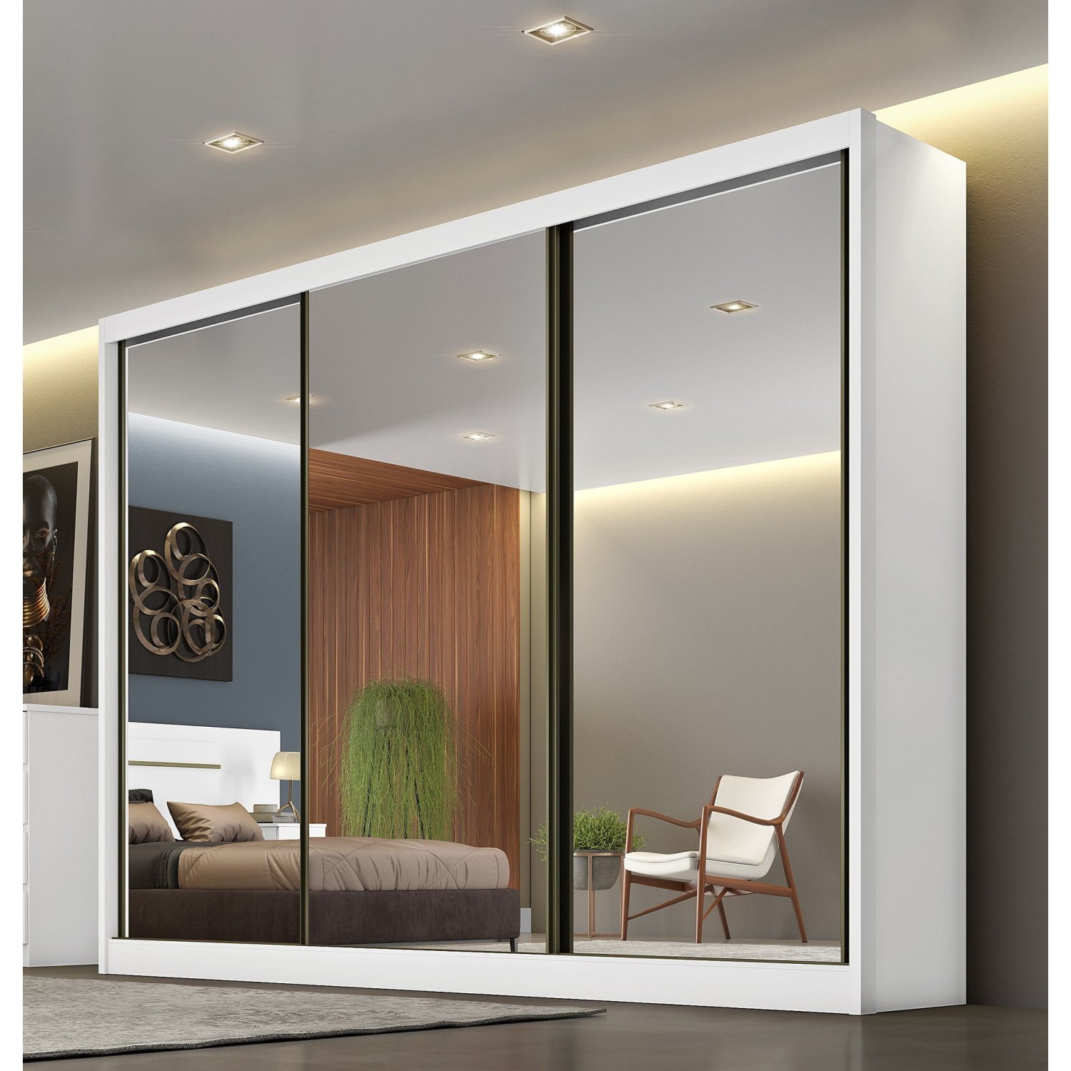 Guarda Roupa Casal com 3 Espelhos 3 Portas 6 Gavetas Miami Novo ...