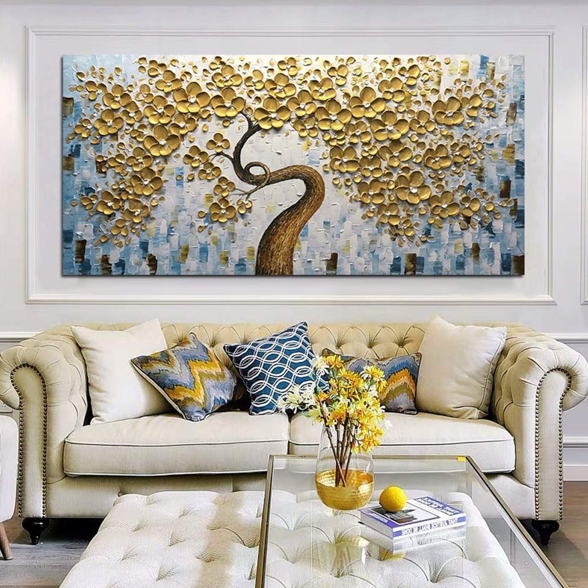 Quadro Pintura Tela decor riqueza branco vida flower 5305: 70cm (A) x ...