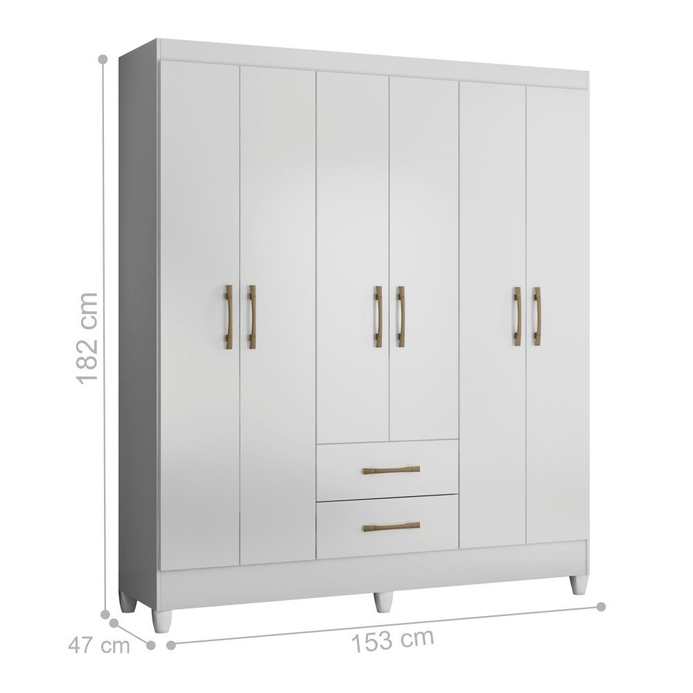 Guarda-Roupa Roupeiro 6 Portas Tim Branco | MadeiraMadeira