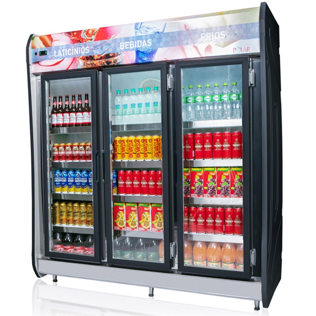 Expositor Vertical 3 Portas 1432 Litros Preto - Polar | MadeiraMadeira