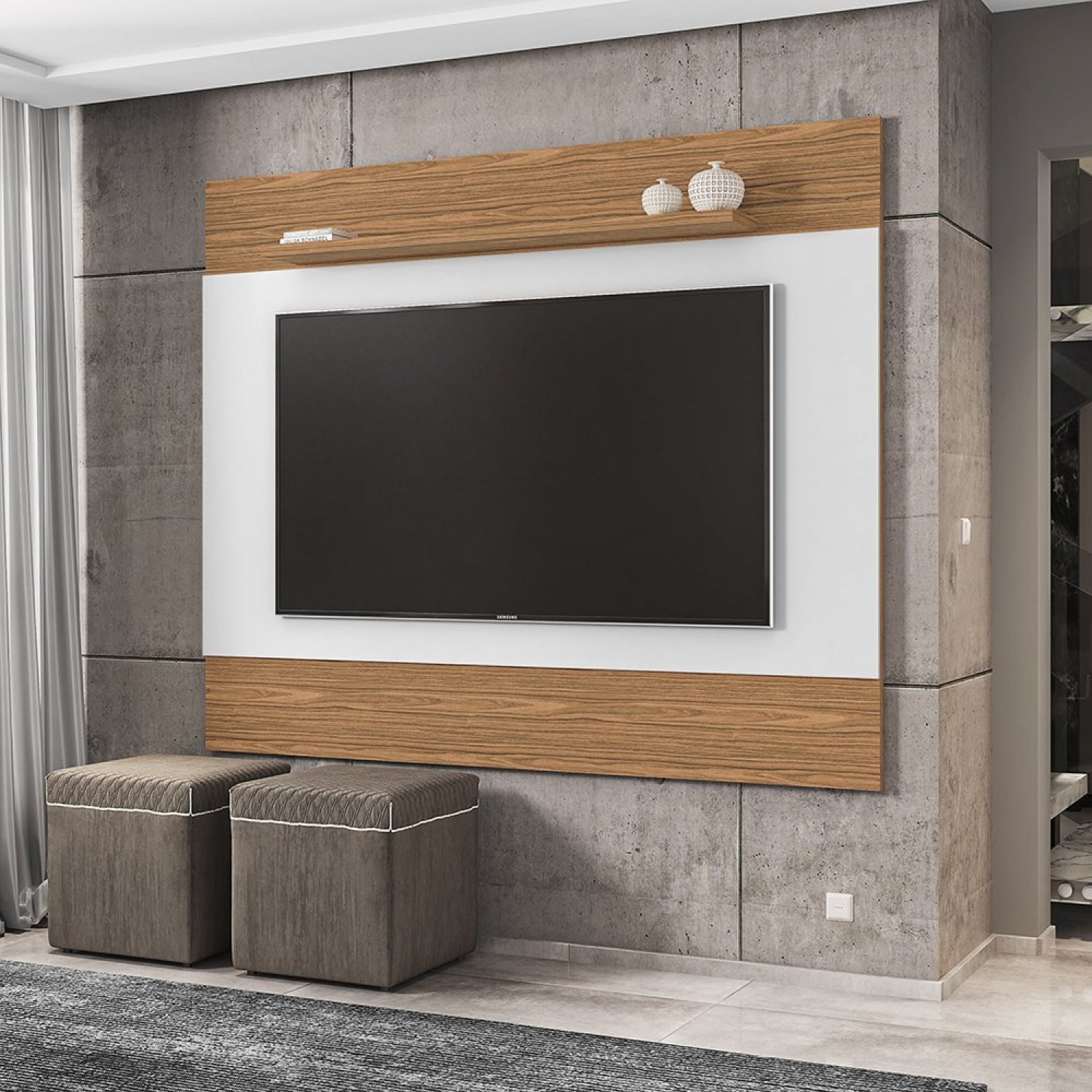 Painel para TV até 50 Polegadas 135cm 1 Prateleira Quasar Casa D ...