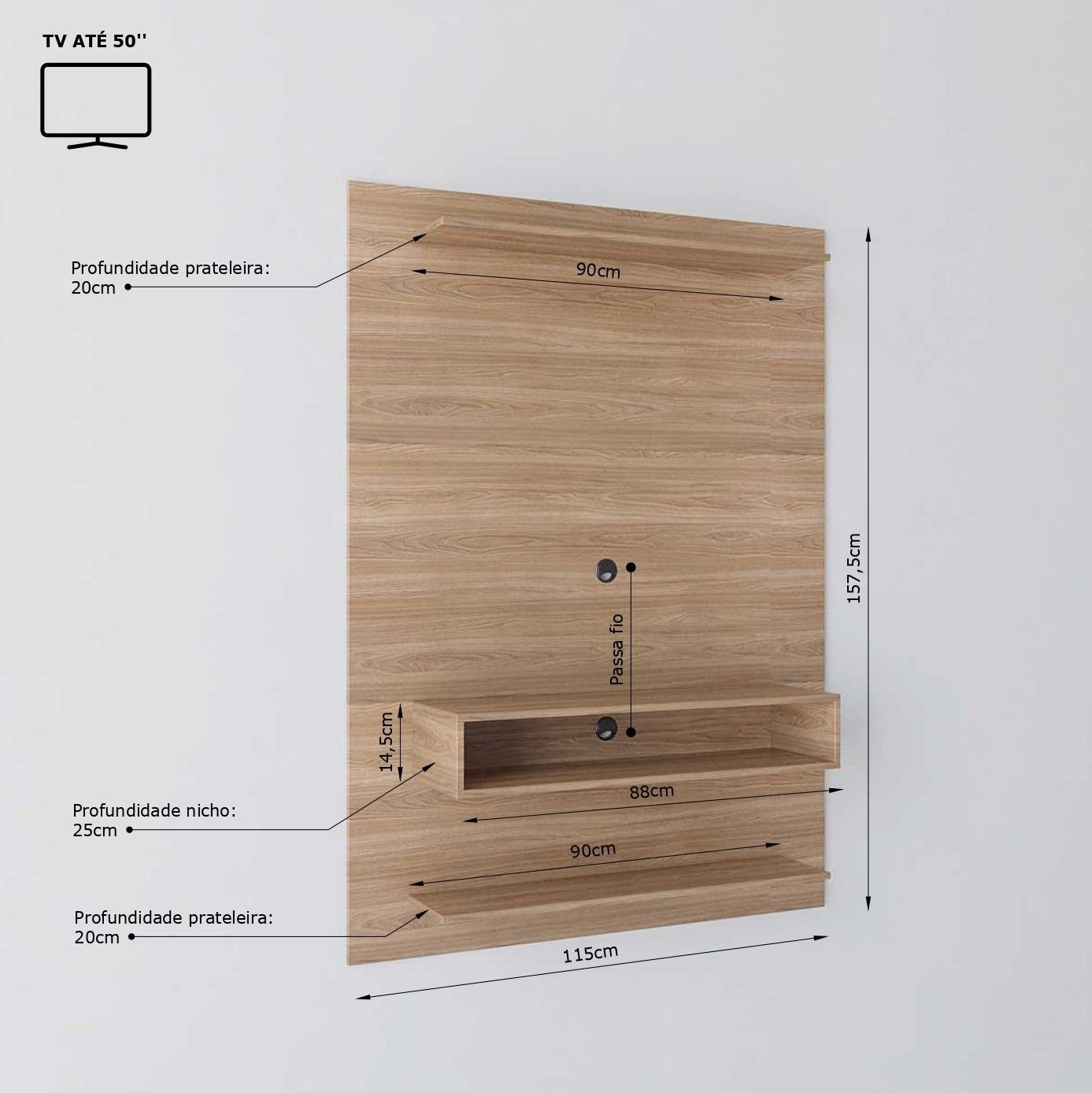 Painel para TV até 50 Polegadas 1 Nicho Boulevard Yescasa | MadeiraMadeira