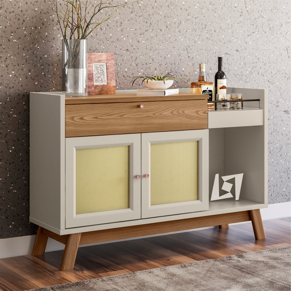 Bancada Mini Bar Siborn Amêndoa Off-White | MadeiraMadeira