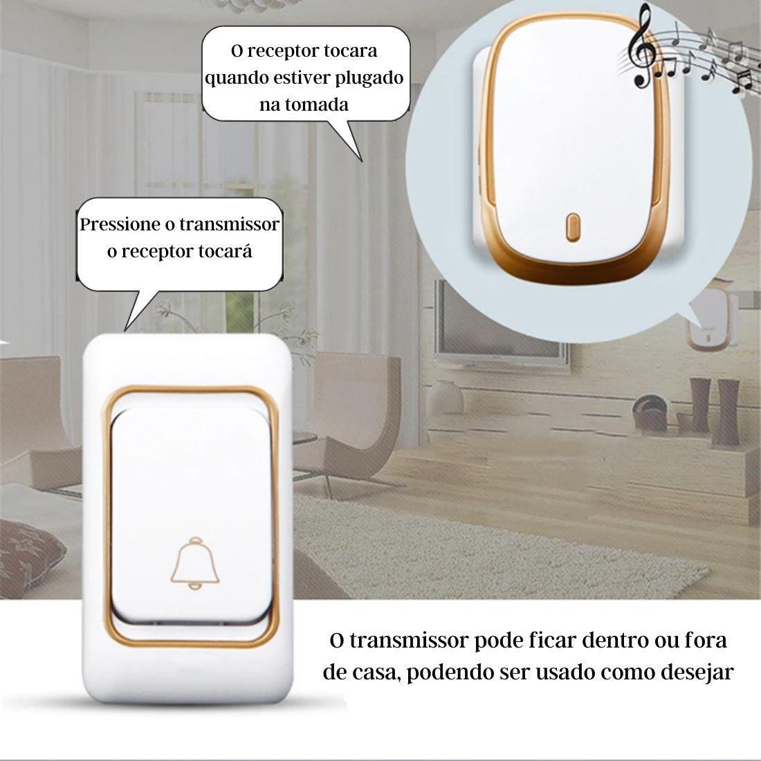 Campainha sem Fio Externa sem Fio para Casa Idosos + Tomada ...