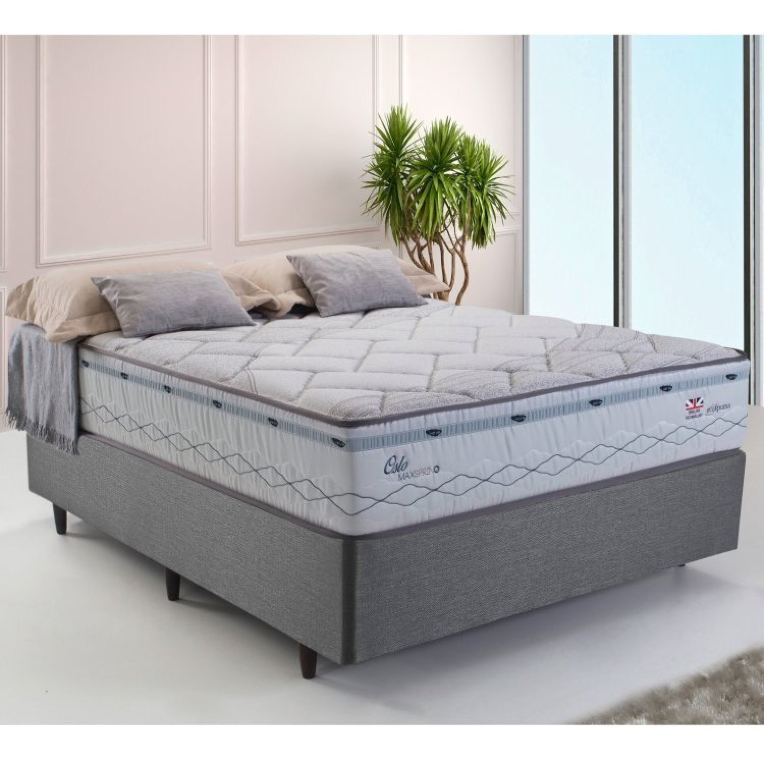 Conjunto Cama Box Colchão Casal Molas Maxspring 138x188x30cm Meca Oslo ...