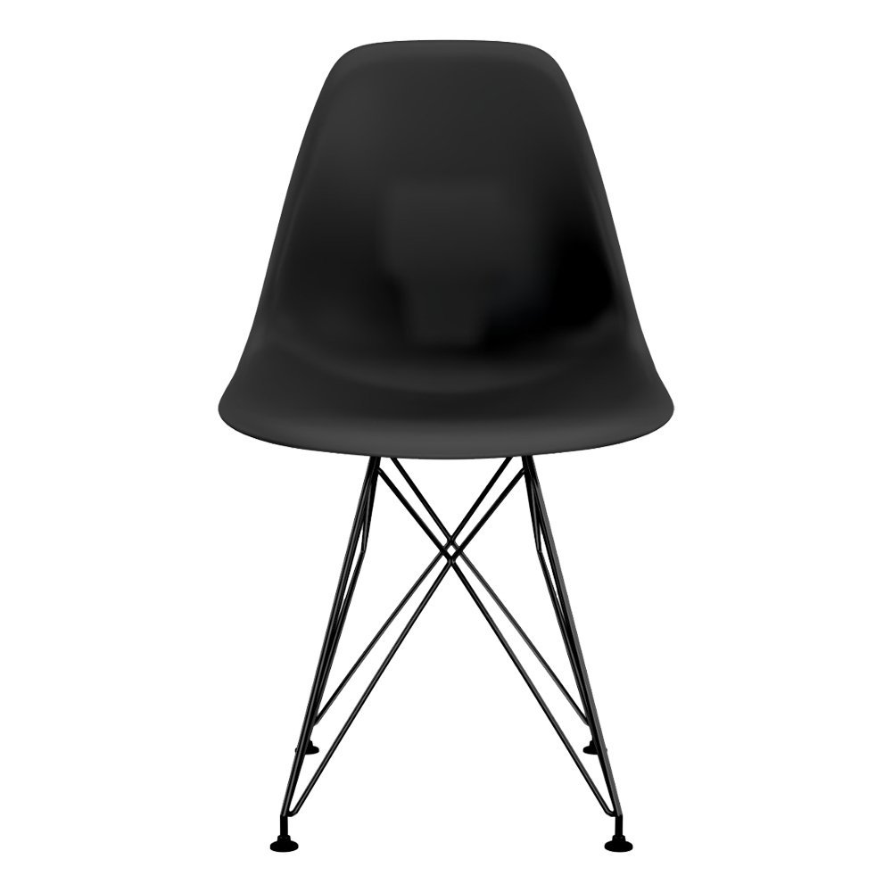 CONJUNTO 4 CADEIRAS EAMES PP PRETO EIFFEL BASE PRETA | MadeiraMadeira