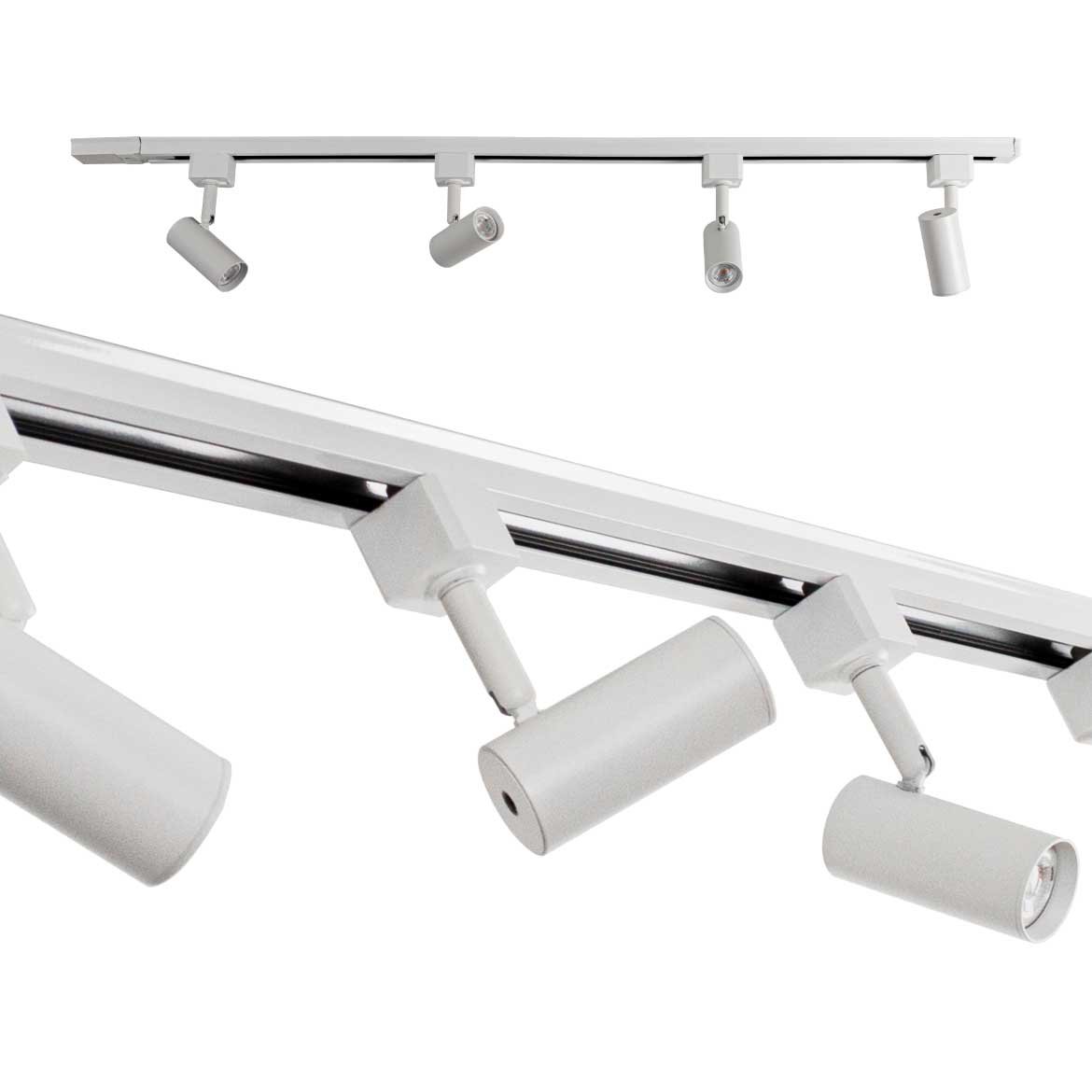 Trilho Eletrificado 1m + 4 Spot Branco Alumínio + LED MR11 BFrio ST2289 ...