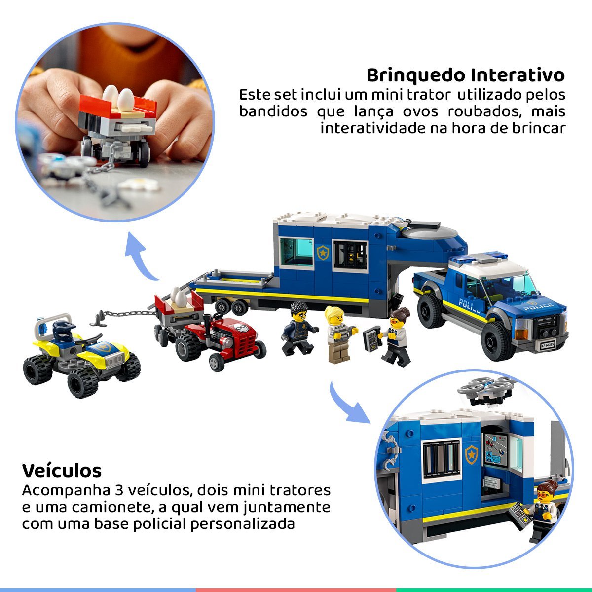 Brinquedo Lego City Blocos de Montar Comando Móvel da Polícia 436 Peças ...