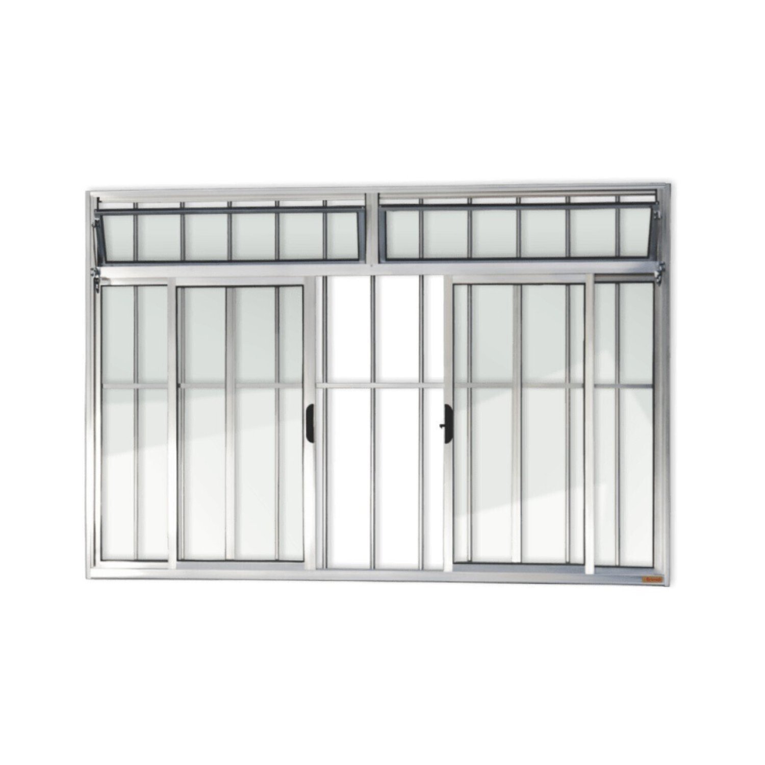 Janela de Aluminio de Correr com Bandeira 120x150cm 4 Folhas com Grade ...