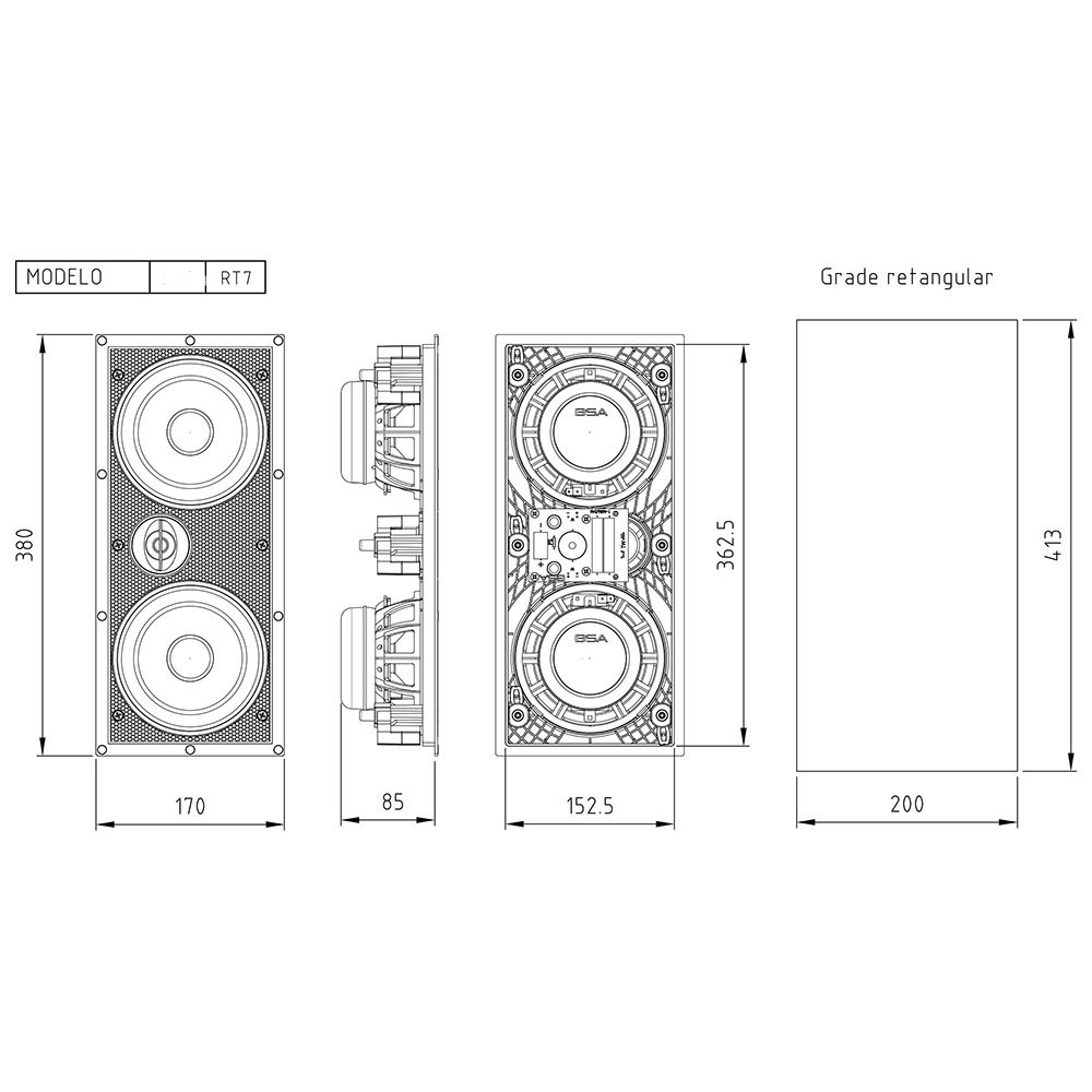 Arandela Som Ambiente Home Theater 120rms Bsa Linha RT7 Bravox RT7 e ...