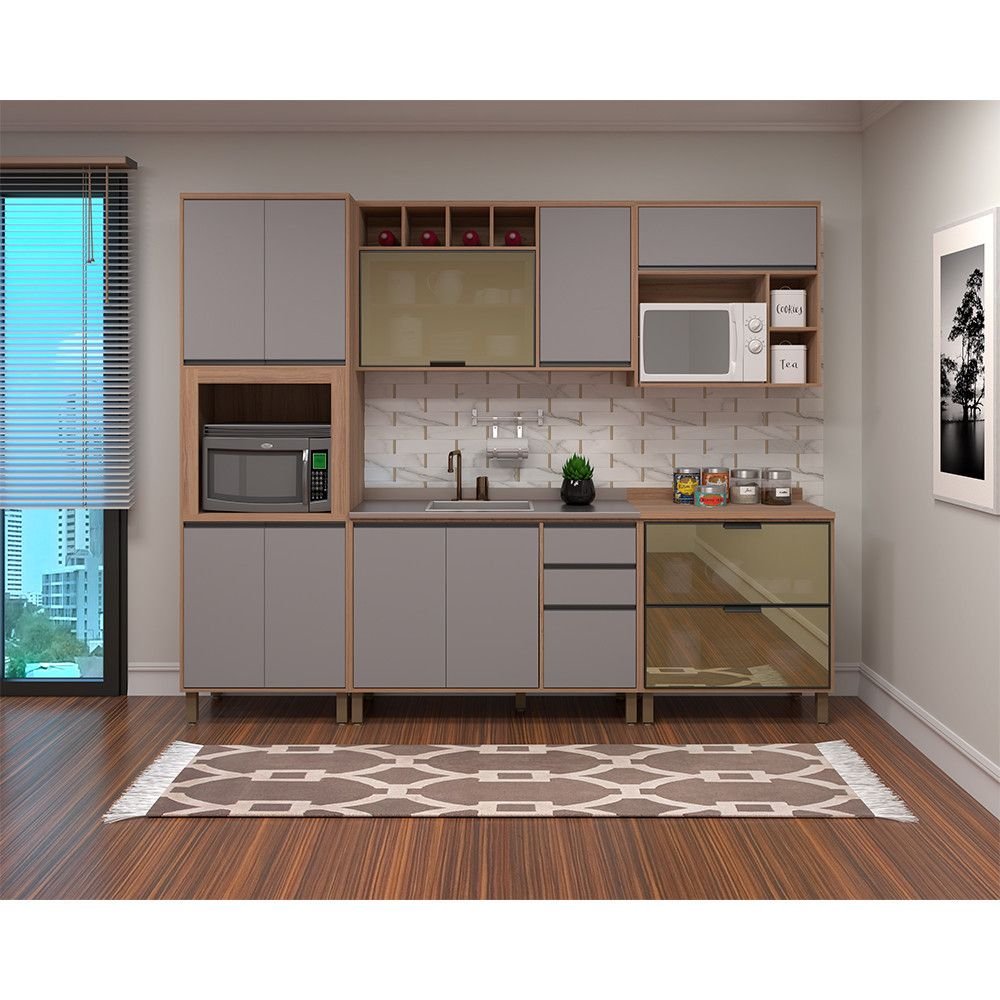 Armário de Cozinha Compacta 5 Peças sem Tampo de 120cm Vanilla com ...