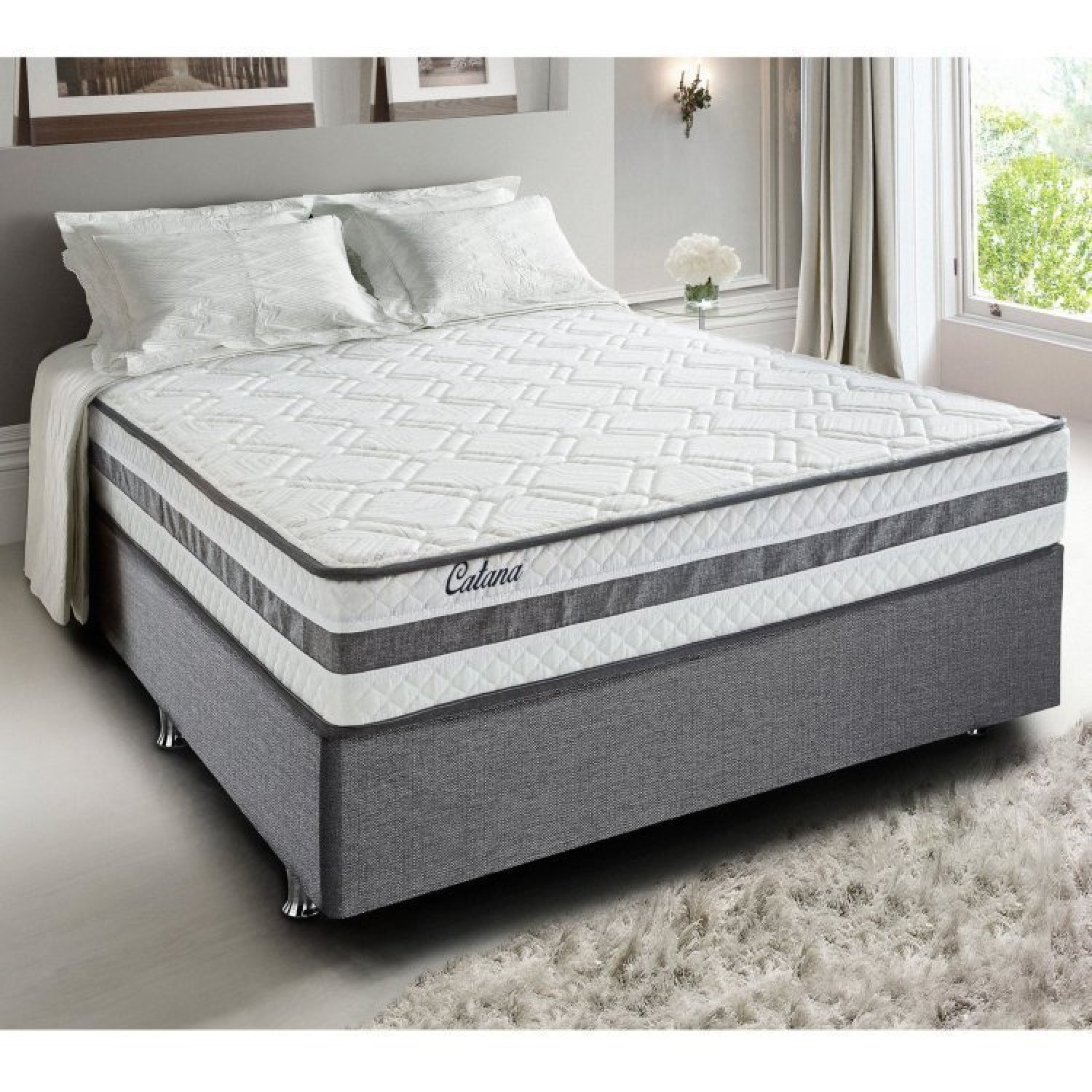 Cama Box Casal Molas Ensacadas 138x188x22cm Catana | MadeiraMadeira