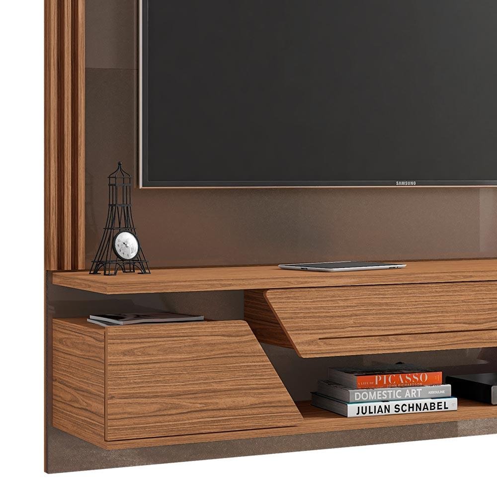 Painel Suspenso Ripado TV 60 Polegadas Cinza Pérola Noce Poseidon 1.8 Shop JM | MadeiraMadeira